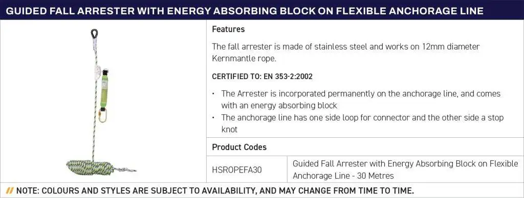 30m Guided Fall Arrester with Energy Absorbing Block | Chain & Rigging ...